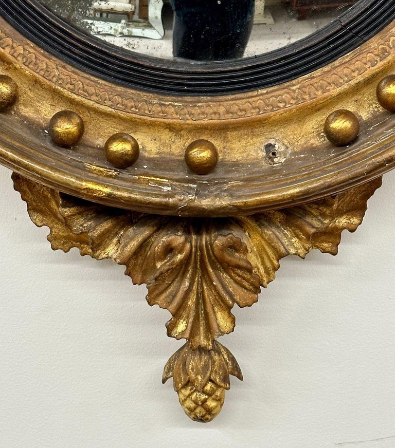 Antique Federal Style Gilt Gold Convex Wall / Console / Pier Mirror ...
