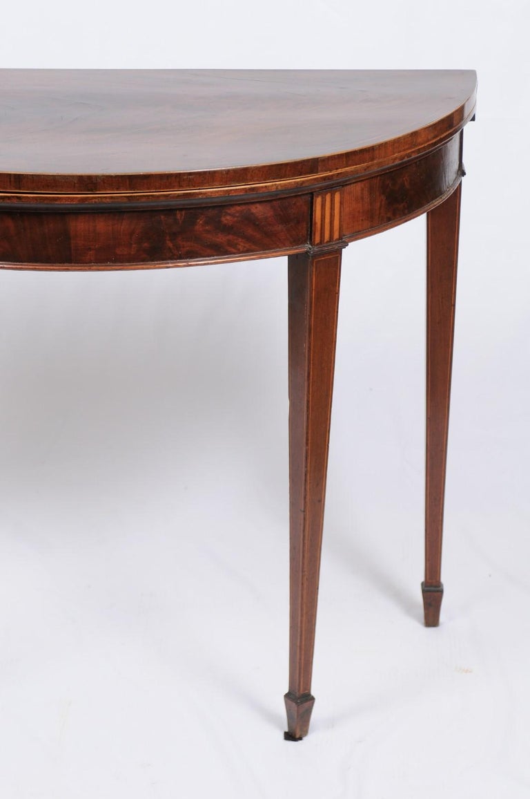Antique Federal-Style Inlaid Demilune Console or Game Table at 1stDibs