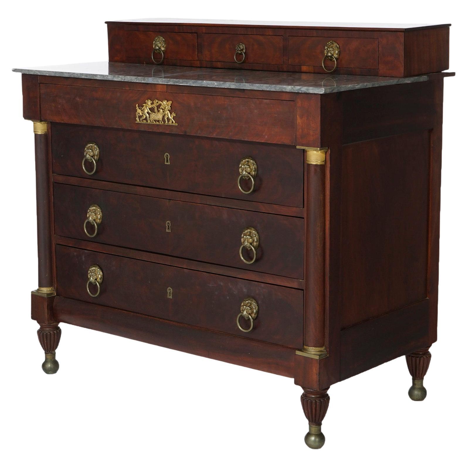 Flame Mahogany Chest on Chest For Sale at 1stDibs