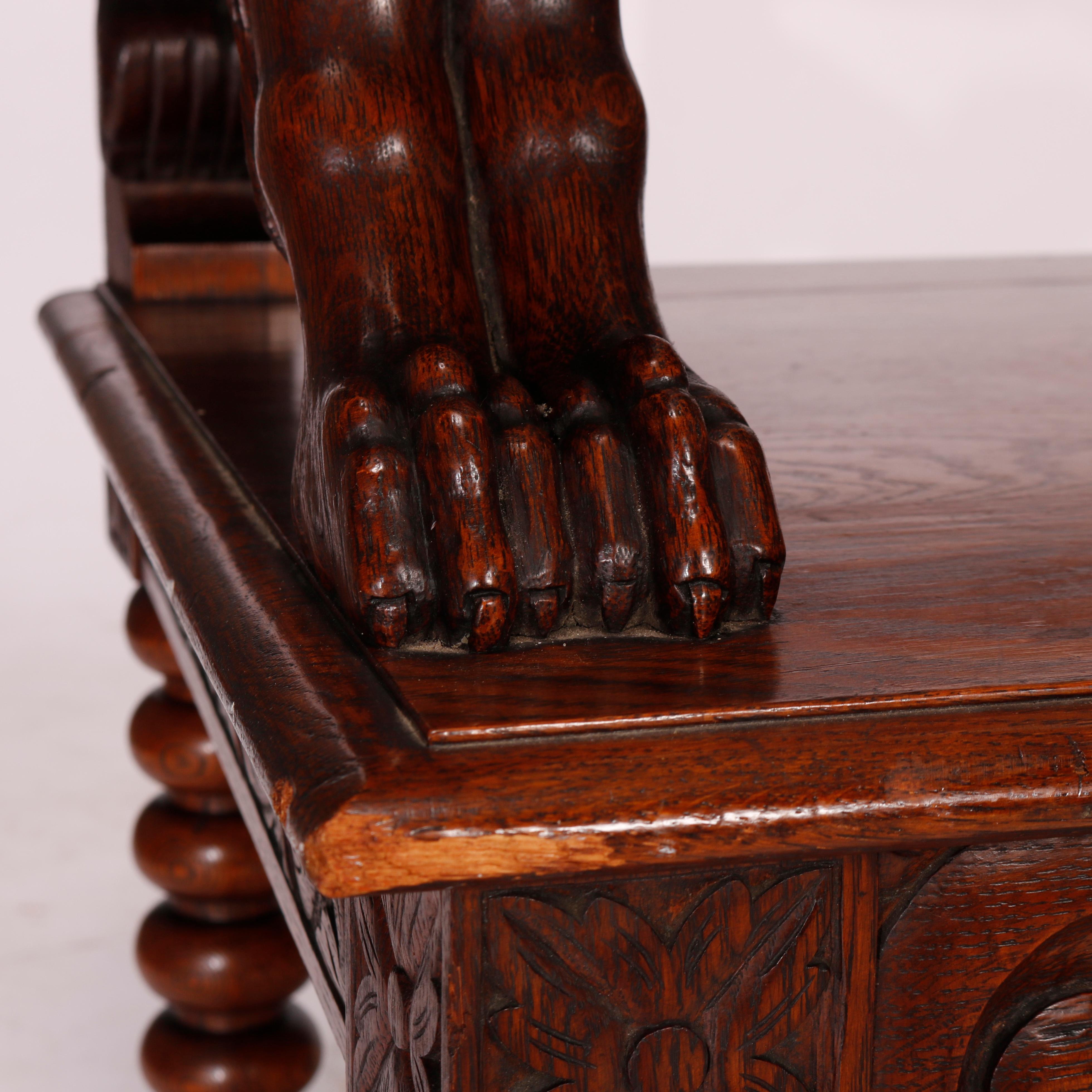 Antique Figural Wind God Carved Oak Throne Arm Chair circa 1910 at ...
