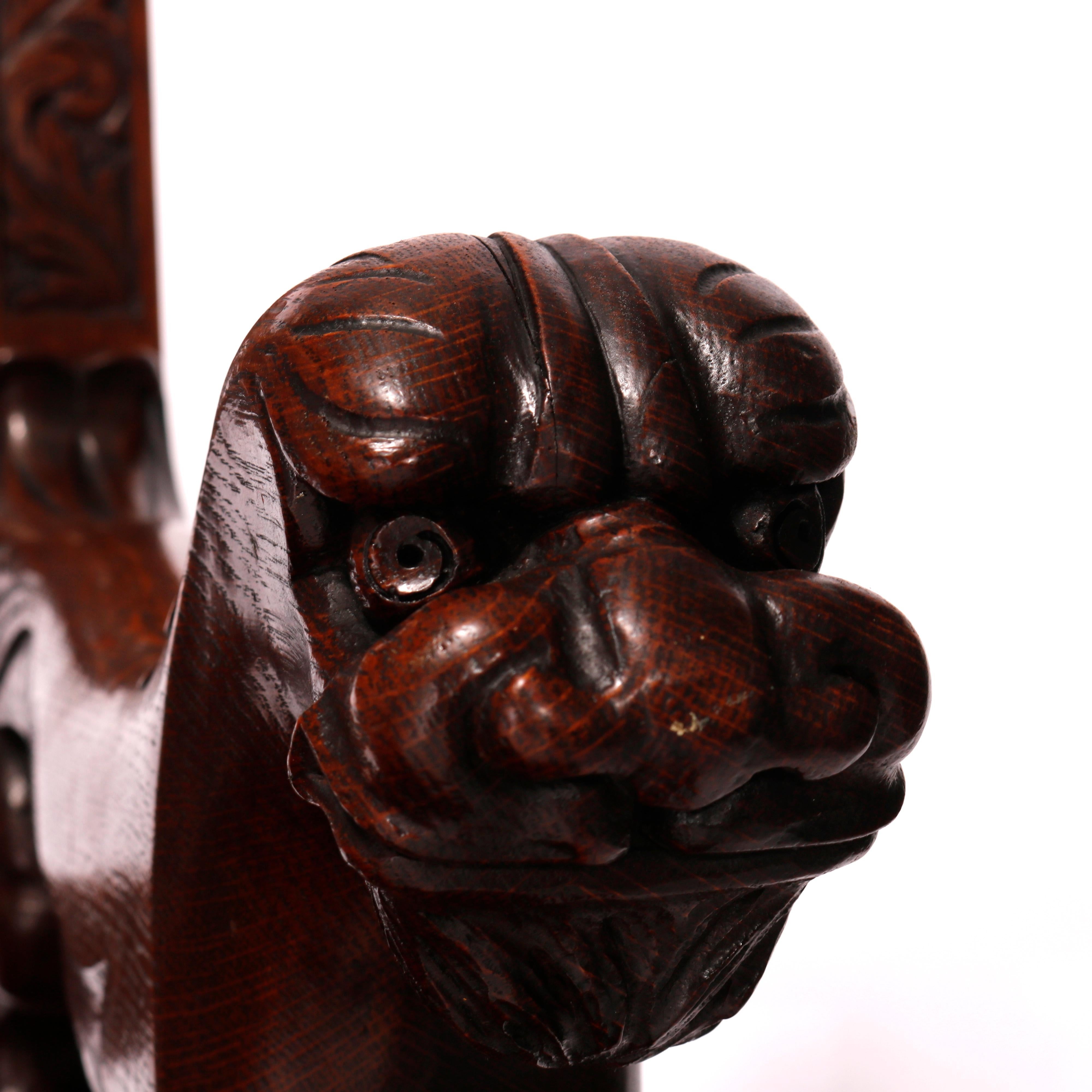 Antique Figural Wind God Carved Oak Throne Arm Chair circa 1910 at ...