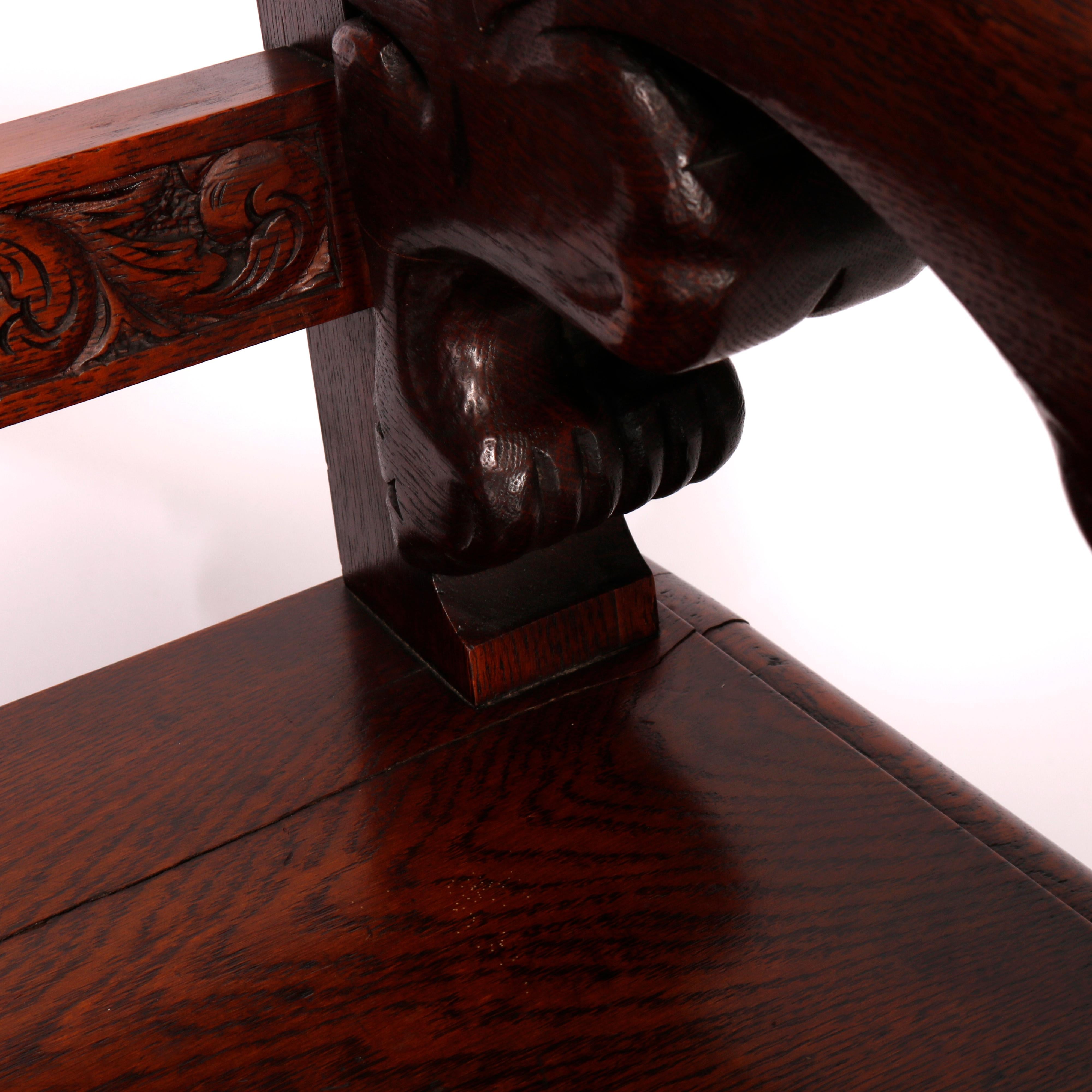 Antique Figural Wind God Carved Oak Throne Arm Chair circa 1910 at ...