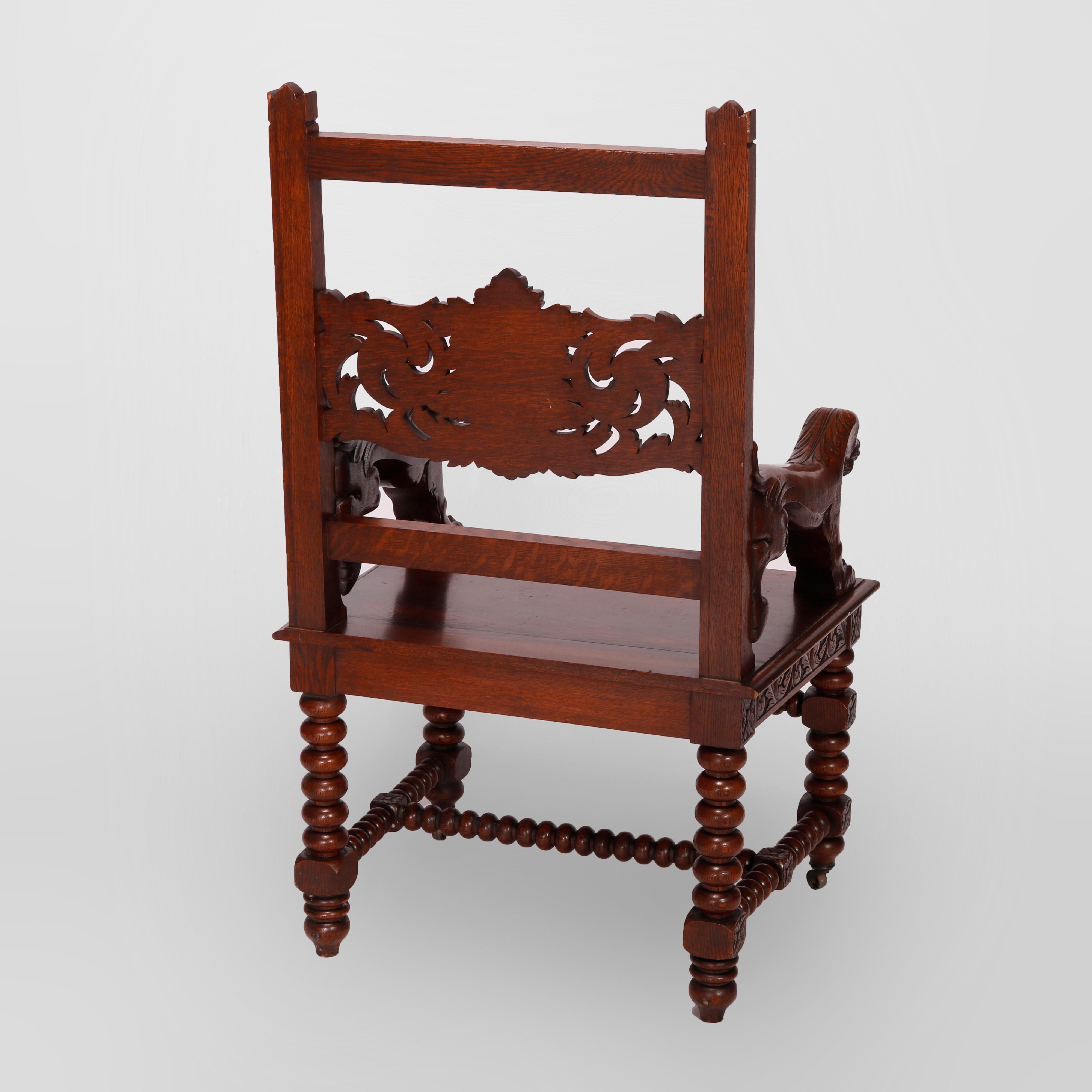 Antique Figural Wind God Carved Oak Throne Arm Chair circa 1910 at ...