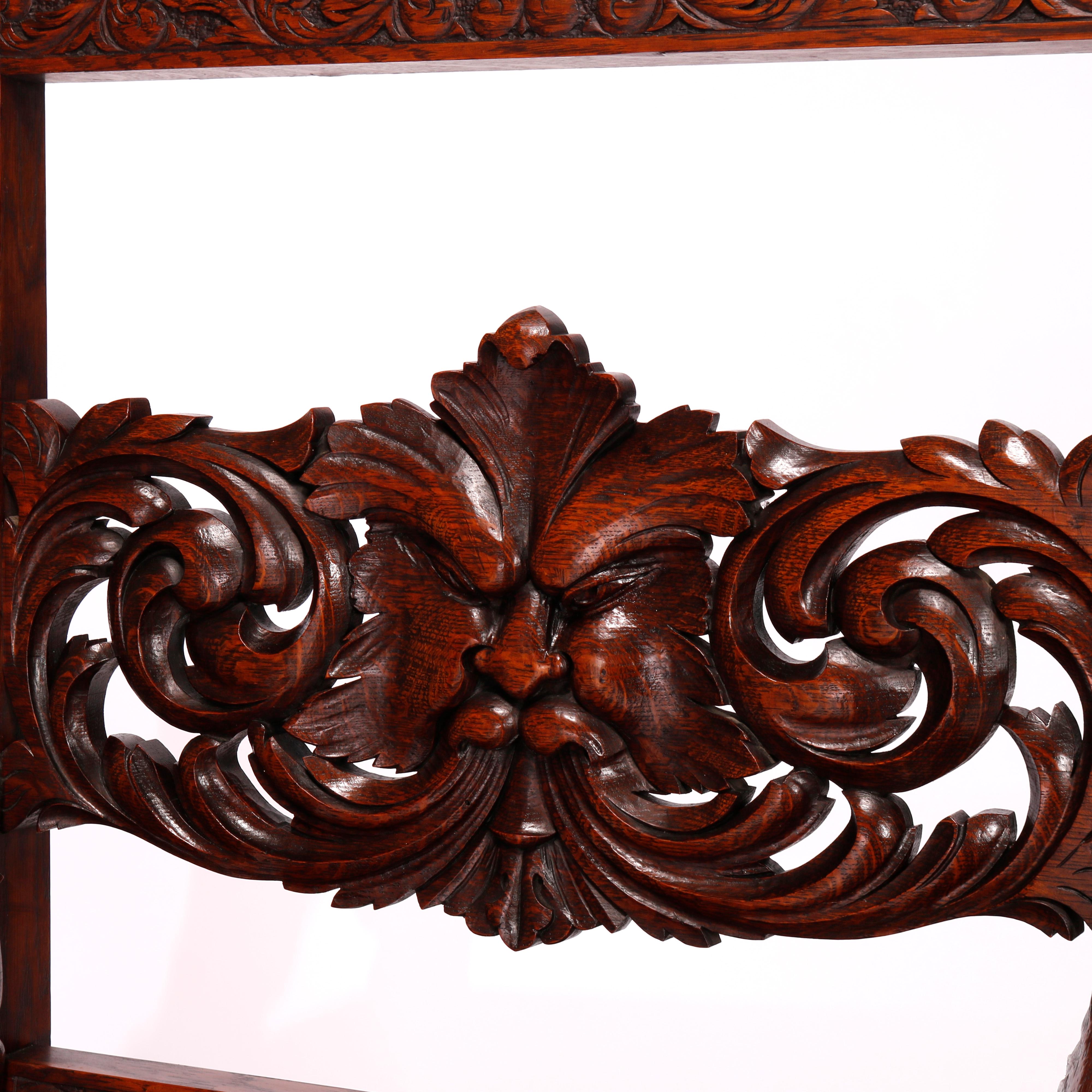 Antique Figural Wind God Carved Oak Throne Arm Chair circa 1910 at ...