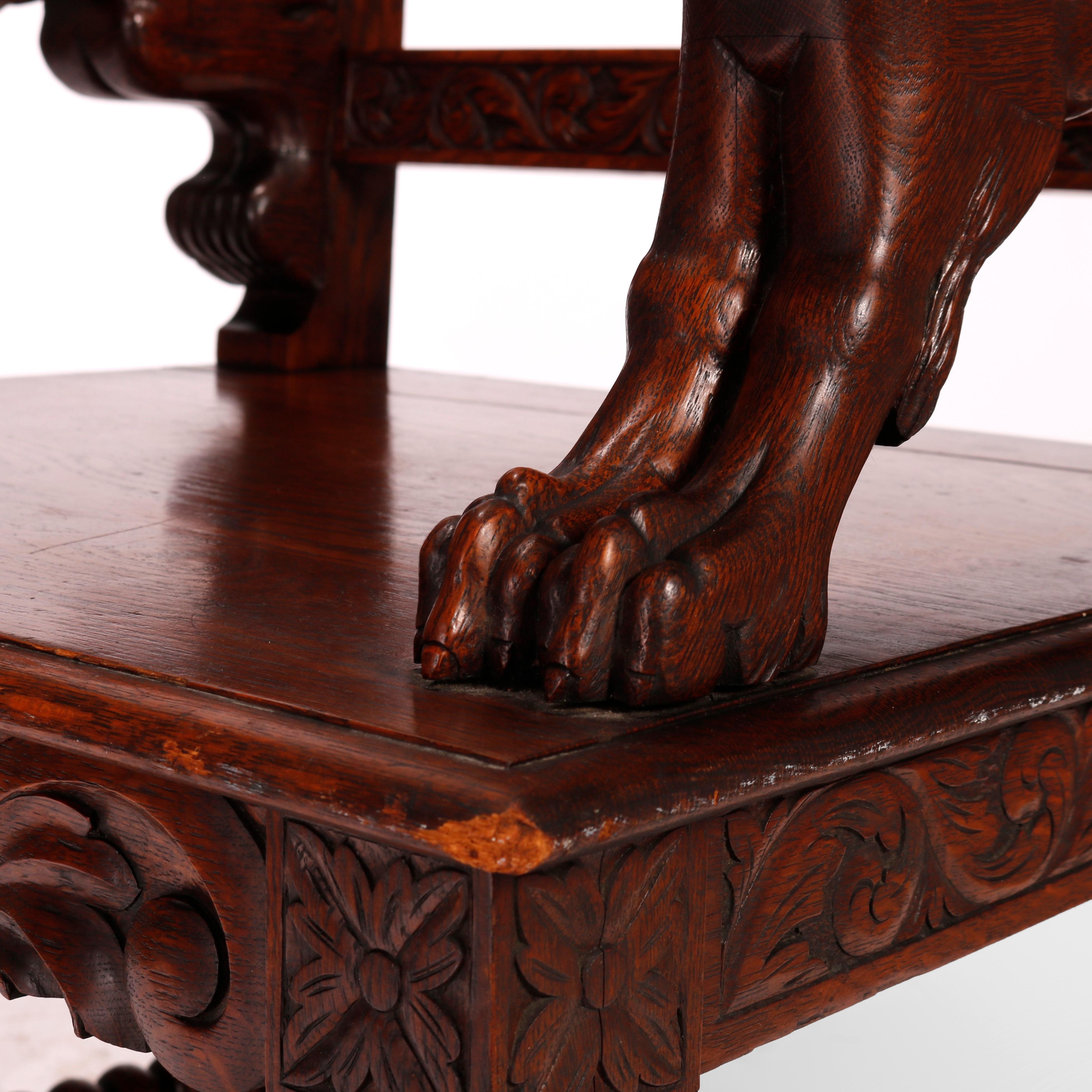 Antique Figural Wind God Carved Oak Throne Arm Chair circa 1910 at ...