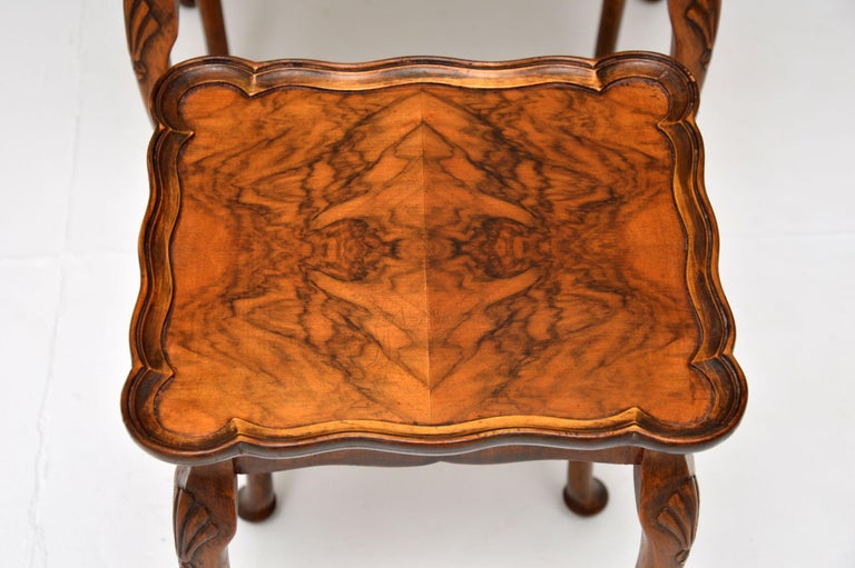 Antique Figured Walnut Pie Crust Nest of Tables at 1stDibs