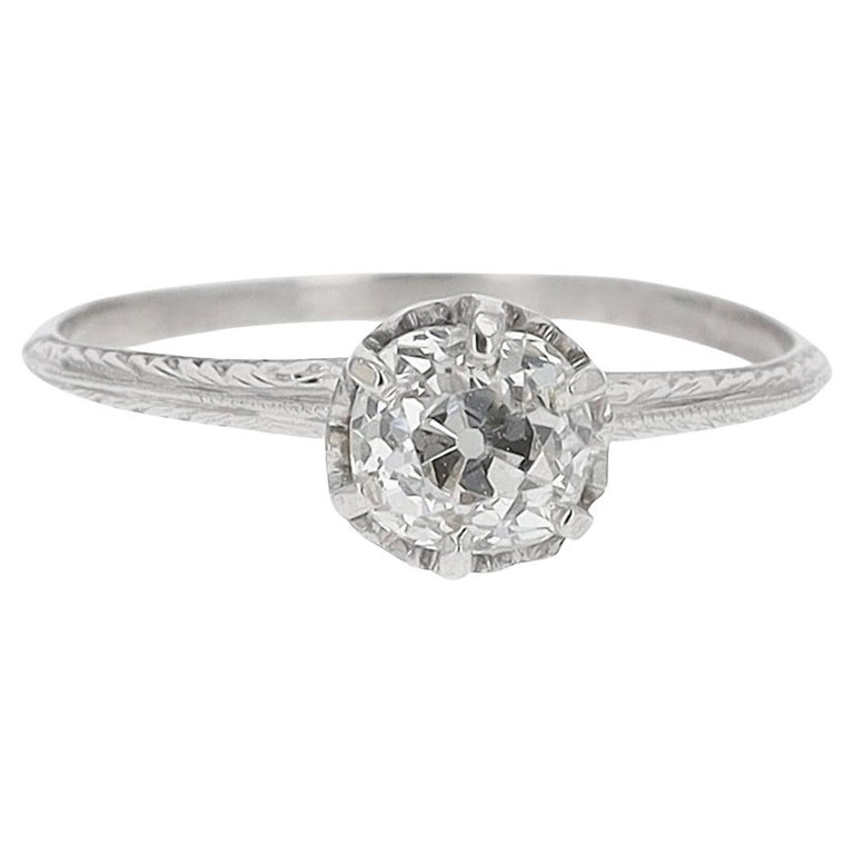 Antique Filigree Solitaire GIA Certified Diamond Engagement Ring For ...
