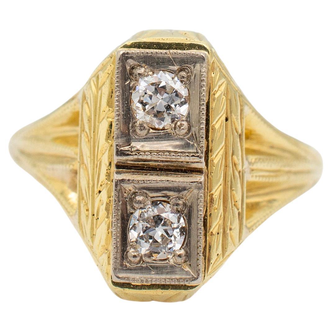 Antique Platinum Old European Accented Diamond Engagement Ring For Sale ...