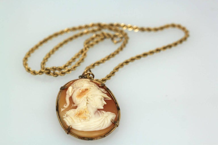 Antique Fine Cameo Pendant Necklace Depicting Ares, God of War 14 Karat ...