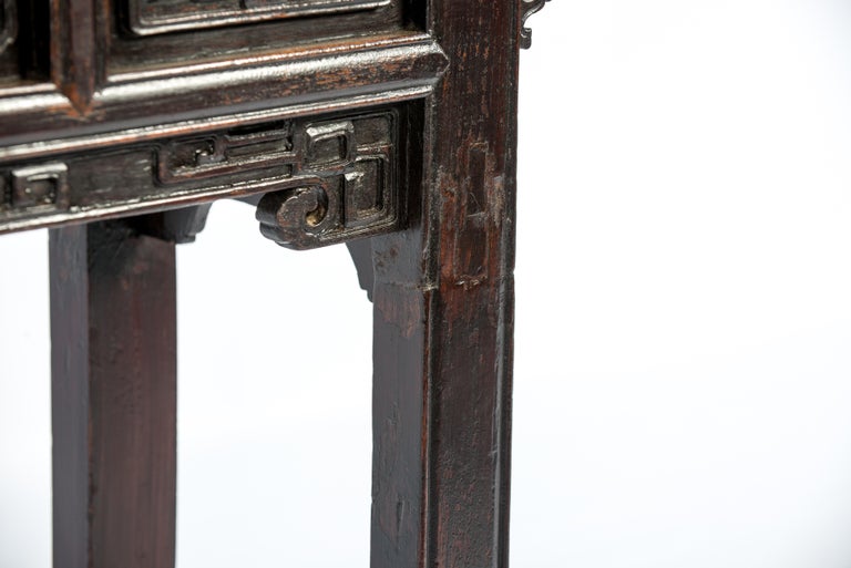 Antique Fine Carved Chinese Hong Mu or Mahogany three Drawer Qing Altar ...