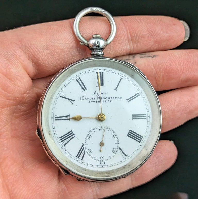 Antique Fine Silver Pocket Watch, Fob Watch, Acme at 1stDibs