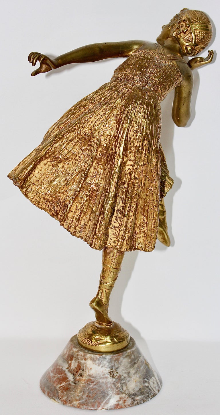 Antique Fire-Gilded Bronze Sculpture, Art Deco, Nouveau Dancing Lady ...