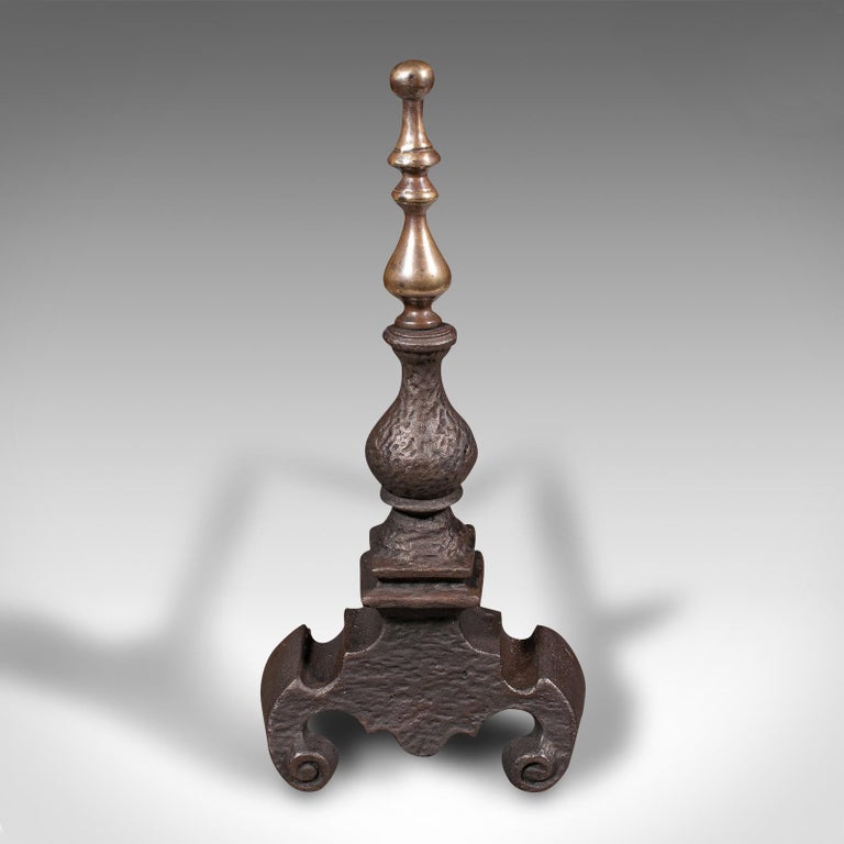 Antique Fire Grate, English, Cast Iron, Brass, Andirons, Fireplace ...