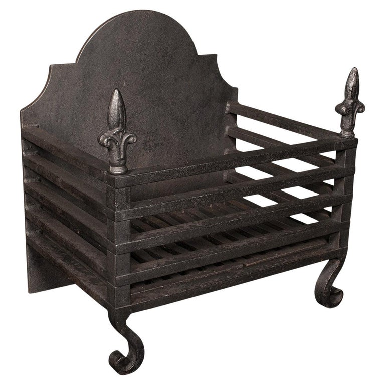 Antique Fire Grate, English, Cast Iron, Fireplace, Basket, Late ...
