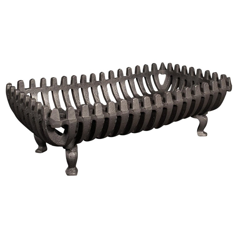 Antique Fire Grate, English, Cast Iron, Hearth, Basket, Fireplace ...