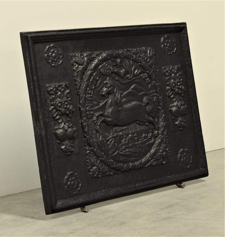 Antique Fireback or Backsplash "IN RECTO DECUS" at 1stDibs