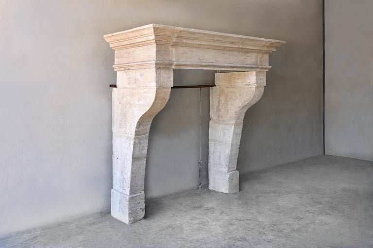 Antique Fireplace 19th Century of French Limestone in Campagnarde Style ...