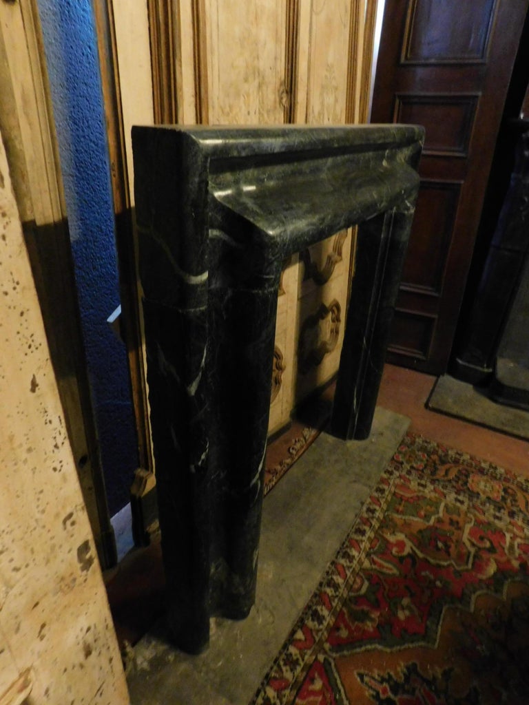 Antique Fireplace in "Verde Alpi" Marble, Salvator Rosa, Late 19th ...