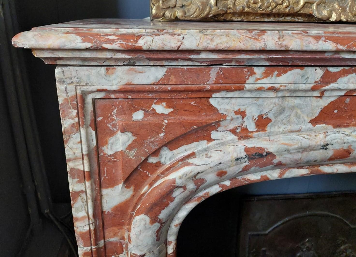 Antique fireplace mantle in "Francia red" marble, 19th century France ...