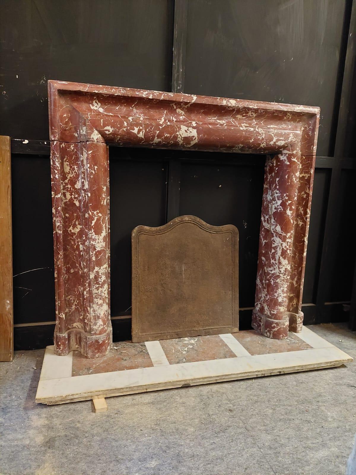 Antique Fireplace Mantle in Red Marble, Shape Salvatore Rosa Early ...