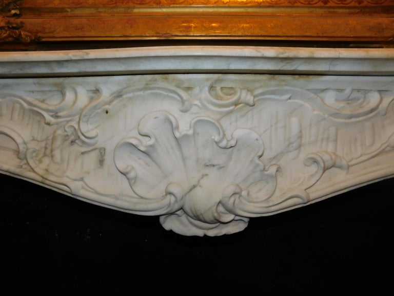 Antique Fireplace Mantle in White Carrara Marble, Carved Rocaille, '700 ...