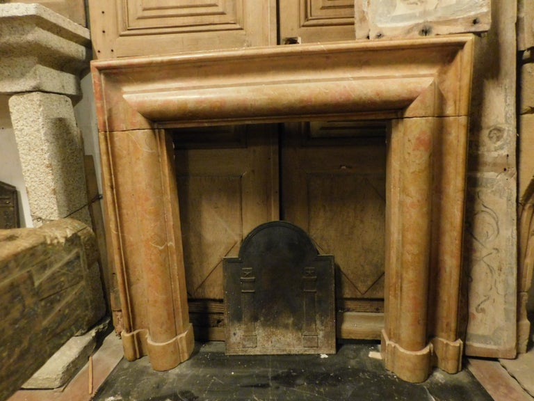 Antique Fireplace 'Salvator Rosa' in Peach Marble, 1800, Italy at 1stDibs