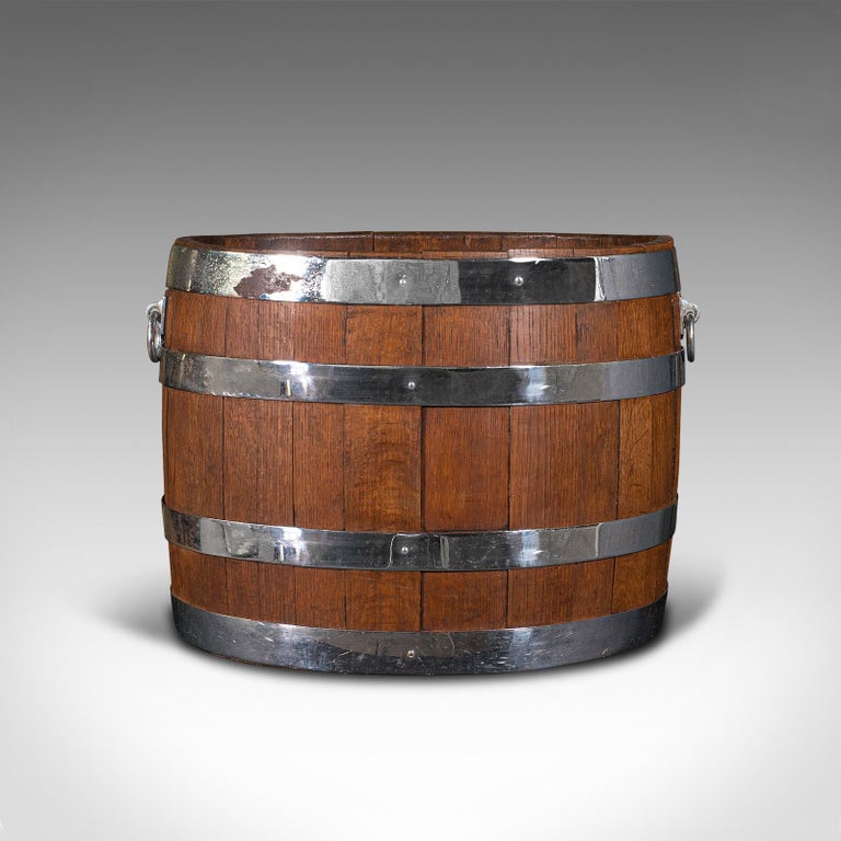 Antique Fireside Bin, English, Oak, Coopered Barrel, Log, Coal ...