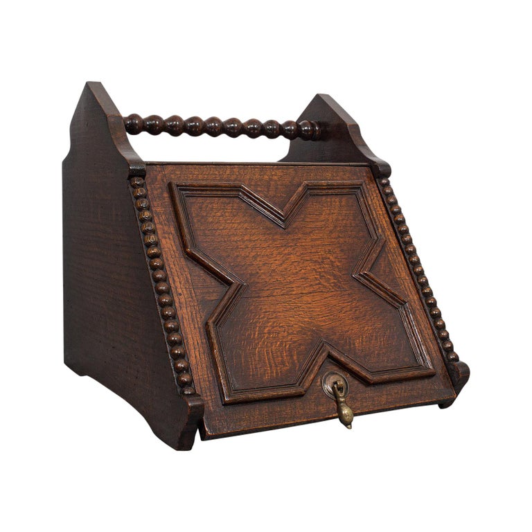 Antique Fireside Coal Purdonium, English, Oak, Fireplace, Log Bucket ...