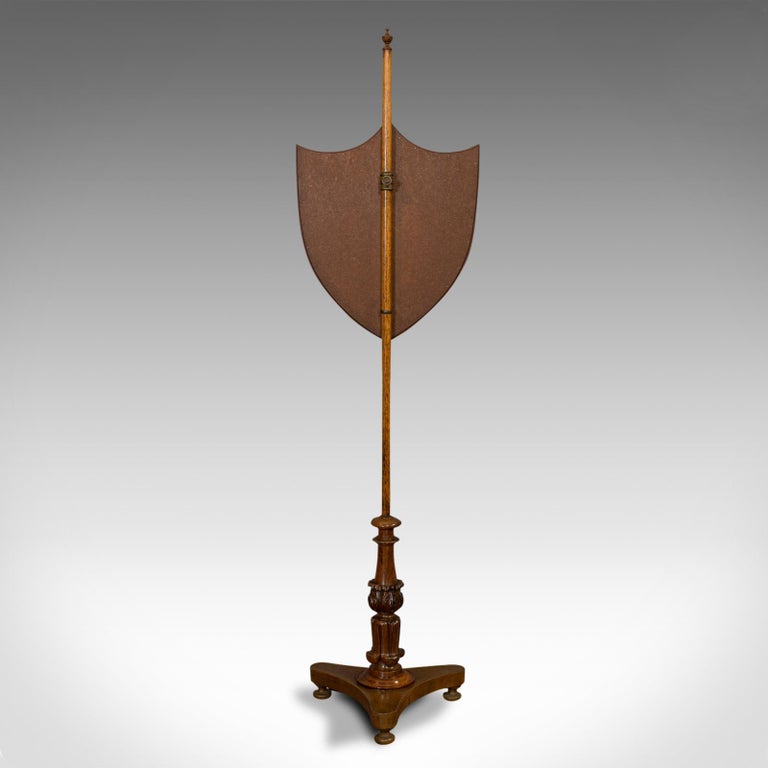 Antique Fireside Pole Screen, English, Walnut, Adjustable, Fire ...