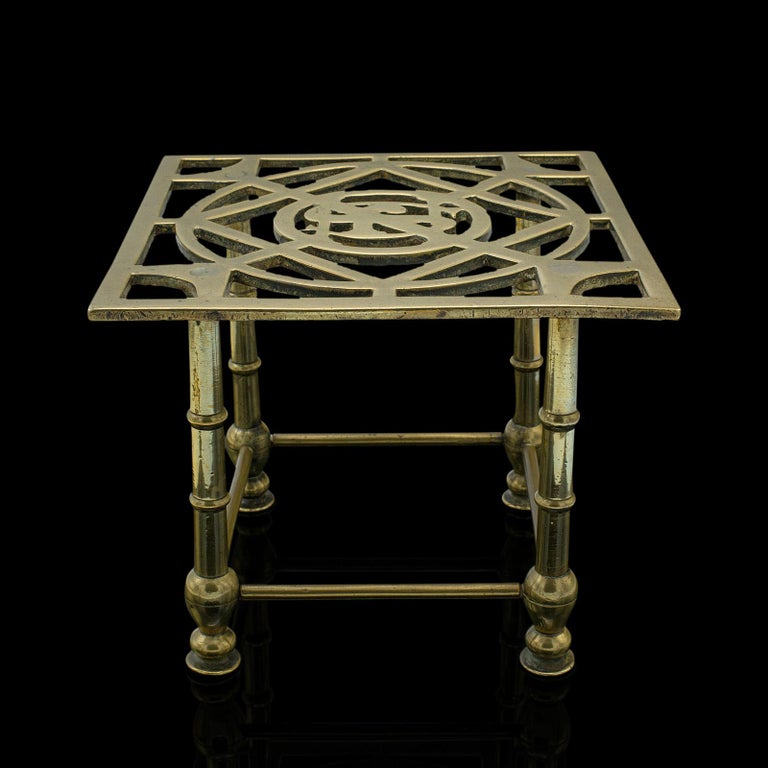 Antique Fireside Trivet, English, Brass Kettle Rest, Decorative Stand ...