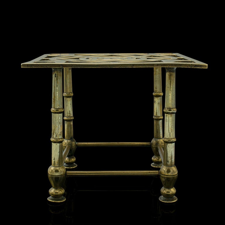 Antique Fireside Trivet, English, Brass Kettle Rest, Decorative Stand ...