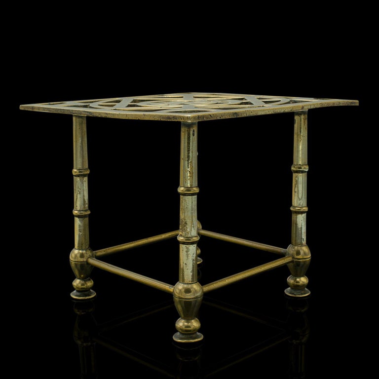 Antique Fireside Trivet, English, Brass Kettle Rest, Decorative Stand ...