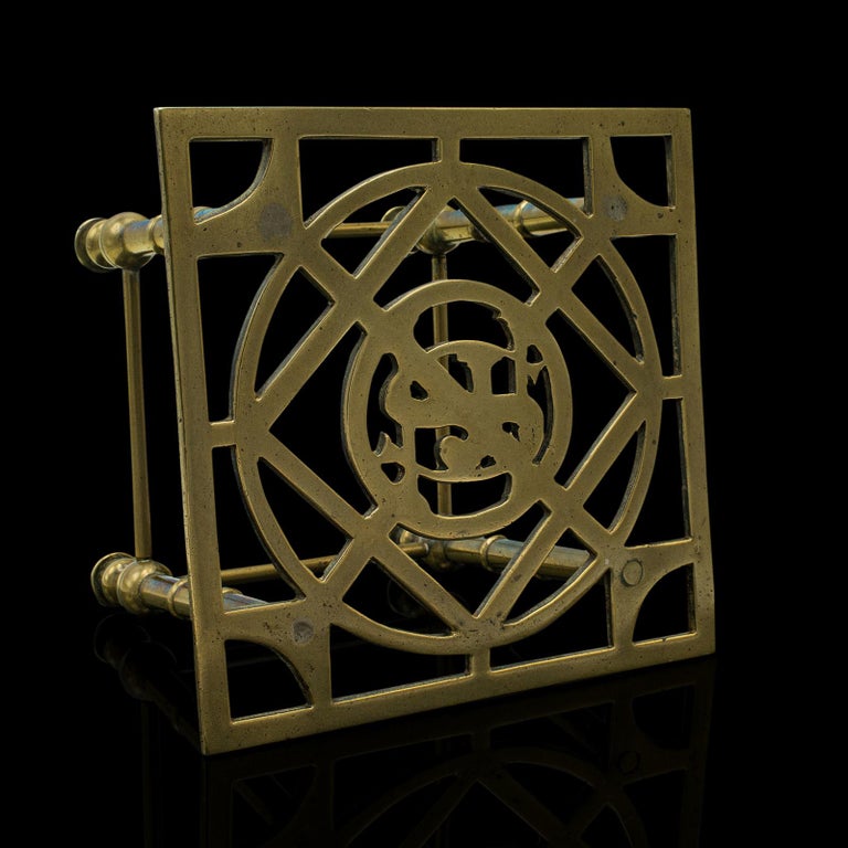 Antique Fireside Trivet, English, Brass Kettle Rest, Decorative Stand ...