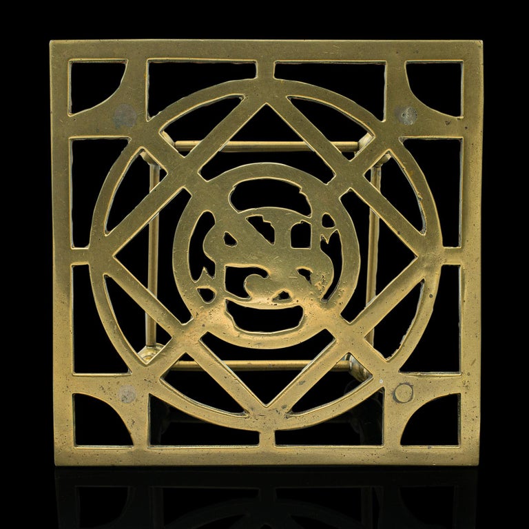 Antique Fireside Trivet, English, Brass Kettle Rest, Decorative Stand ...