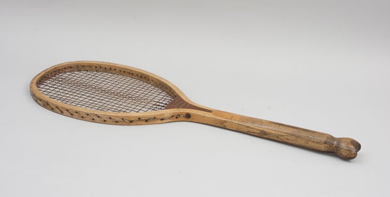 Antique Fishtail Tennis Racket For Sale at 1stDibs