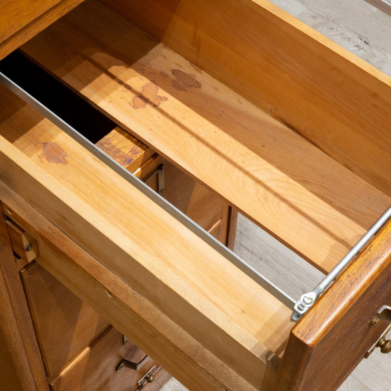 Antique Five Drawer Oak and Brass File Cabinet c.1930 For Sale at 1stDibs