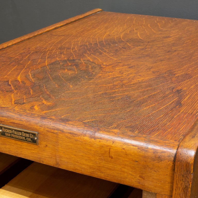 Antique Five Drawer Oak and Brass File Cabinet c.1930 For Sale at 1stDibs