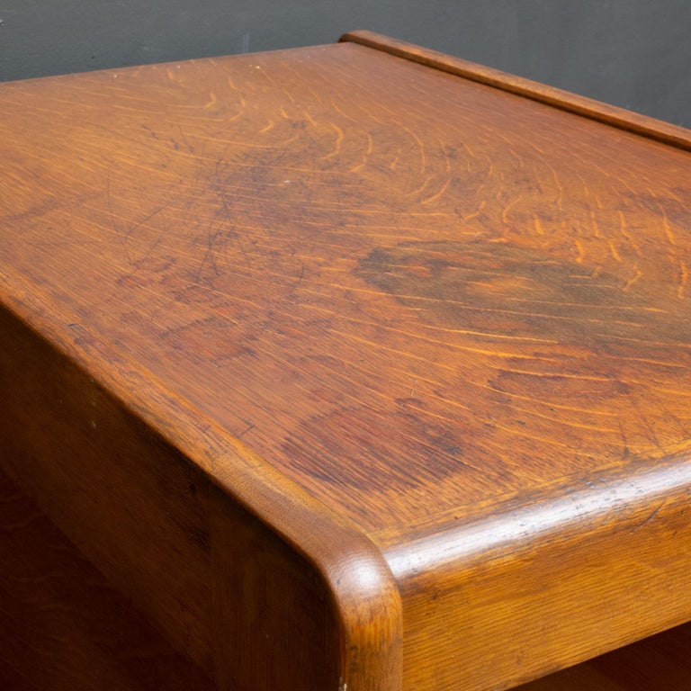 Antique Five Drawer Oak and Brass File Cabinet c.1930 For Sale at 1stDibs