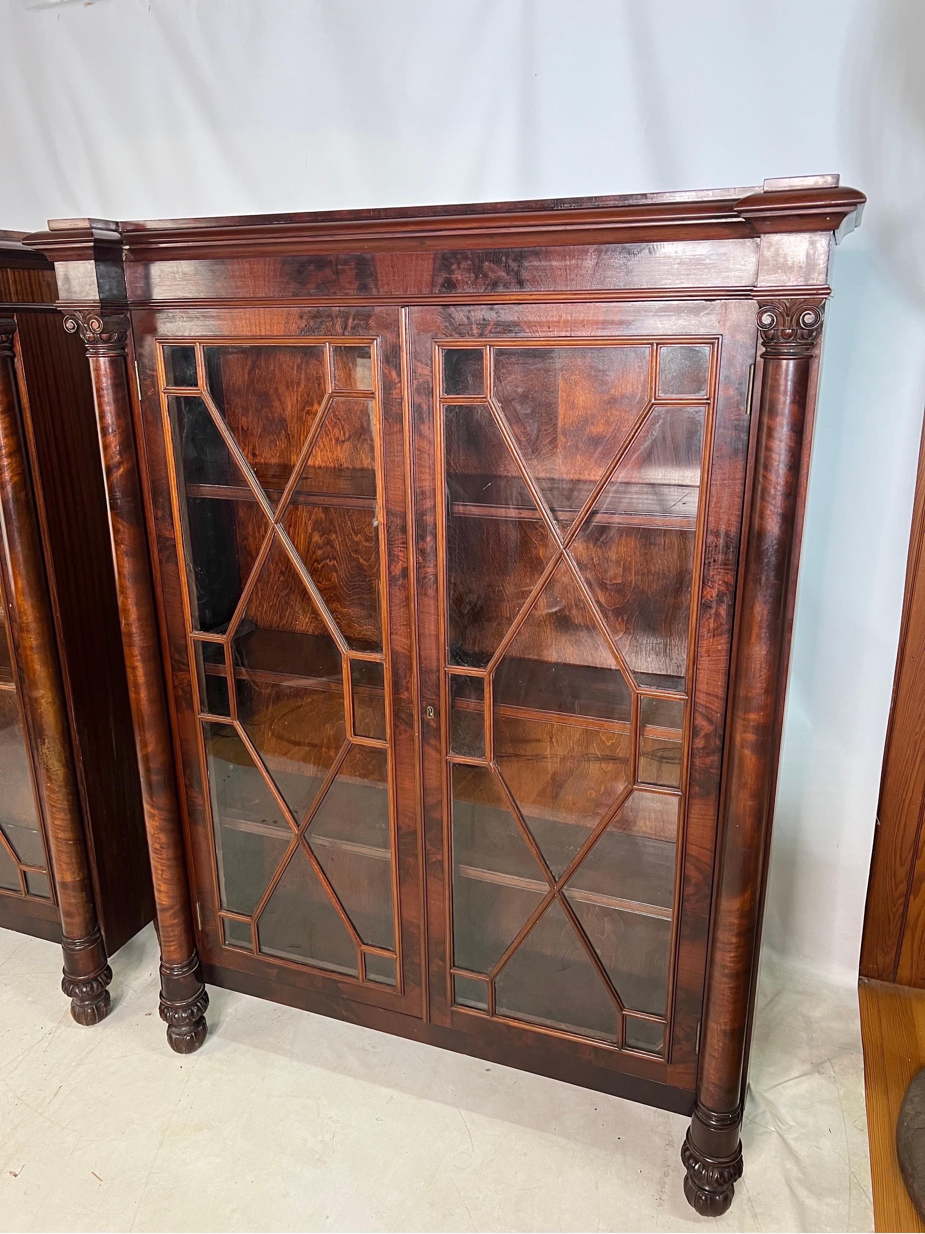 Antique Flame Mahogany Bookcases - a Pair For Sale at 1stDibs