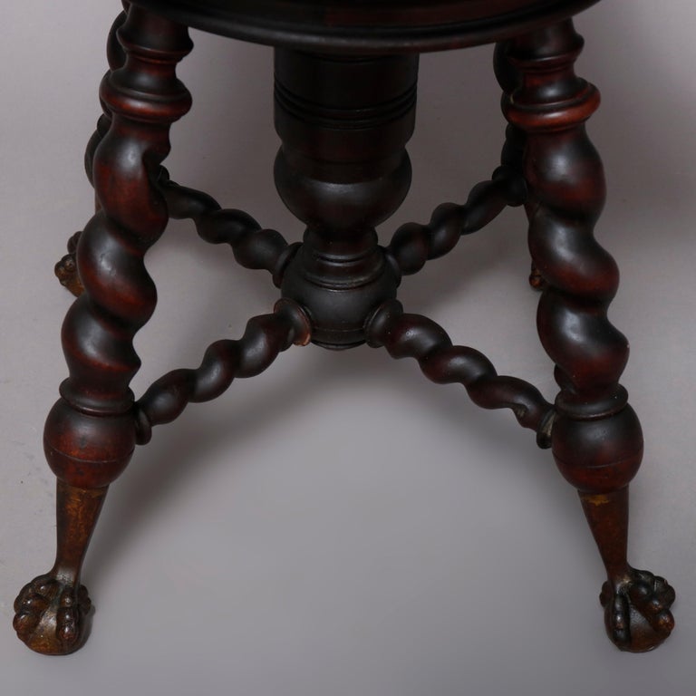 Antique Flint School Mahogany Barley Twist Spindle Piano Chair, circa ...