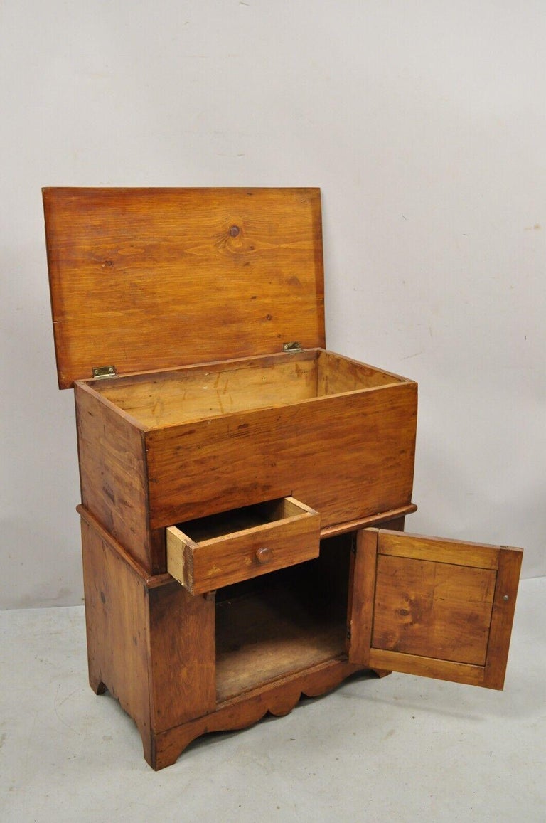 Antique Flip Top Primitive Colonial Pine Wood Washstand Commode For ...
