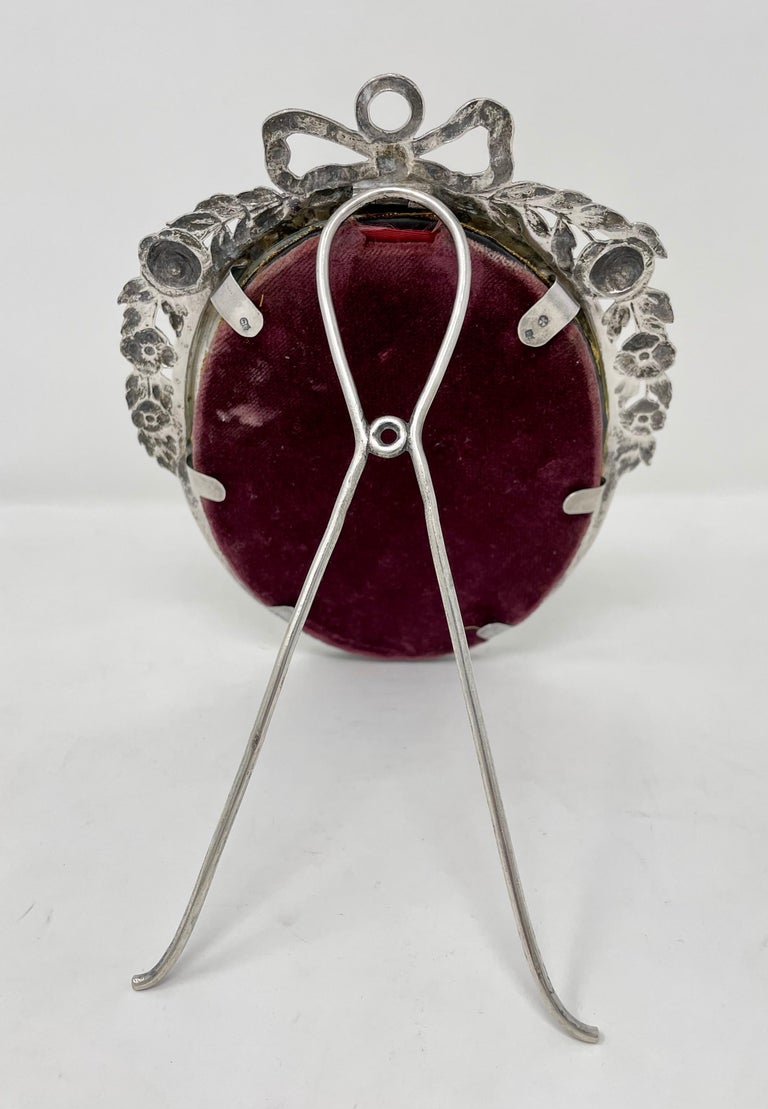 Antique Continental Sterling Silver Floral Oval Desktop Picture Frame ...