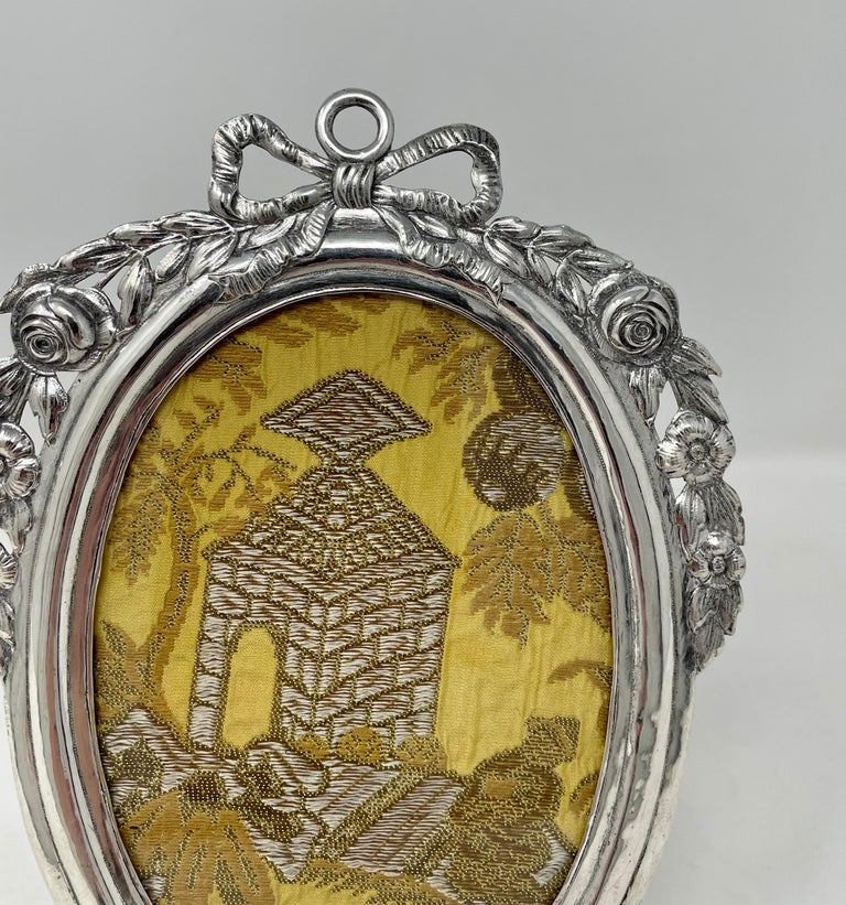 Antique Continental Sterling Silver Floral Oval Desktop Picture Frame ...