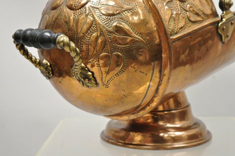 Antique Floral Embossed Copper English Victorian Helmet Coal Scuttle ...