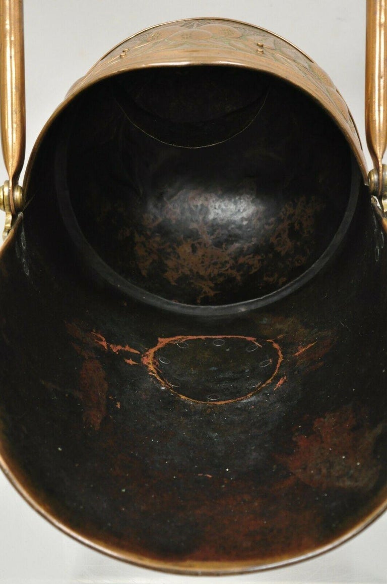 Antique Floral Embossed Copper English Victorian Helmet Coal Scuttle ...