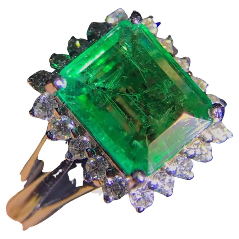 Customizable Antique Floral Emerald Gold Ring, Natural Emerald ...