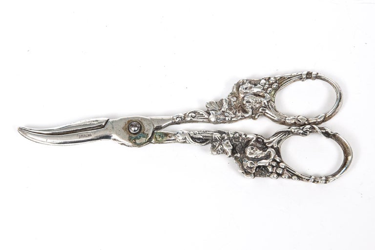 Antique Floral Grape and Vine Sterling Silver Grape Shears Scissors For ...
