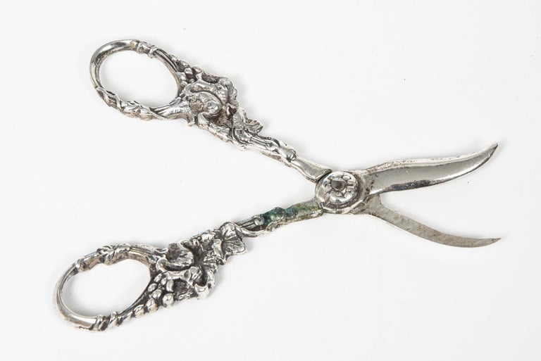 Antique Floral Grape and Vine Sterling Silver Grape Shears Scissors For ...