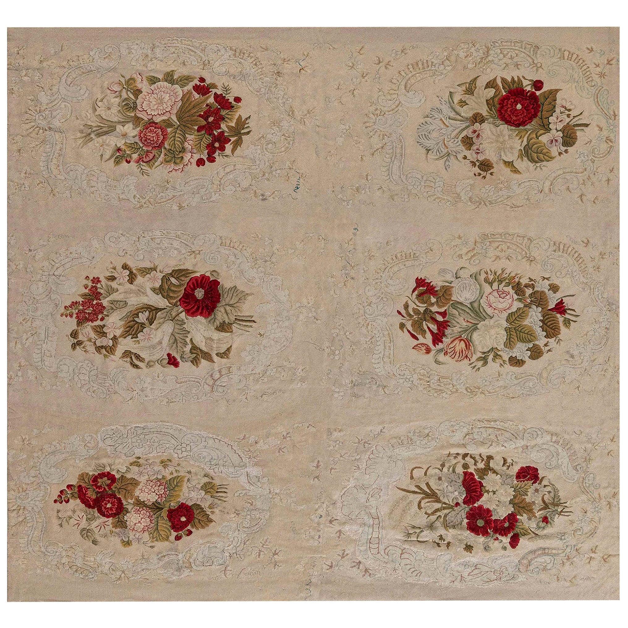 Fine Antique English Needlework Rug For Sale at 1stDibs