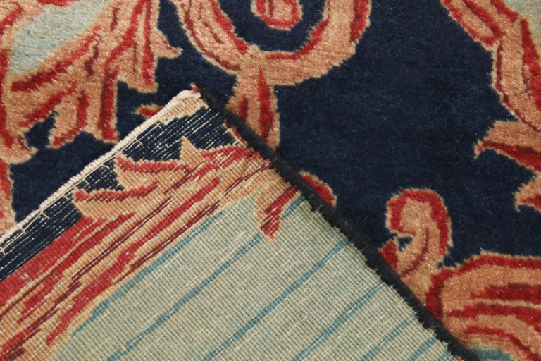 Antique Floral Red and Blue Wool Persian Rug at 1stDibs